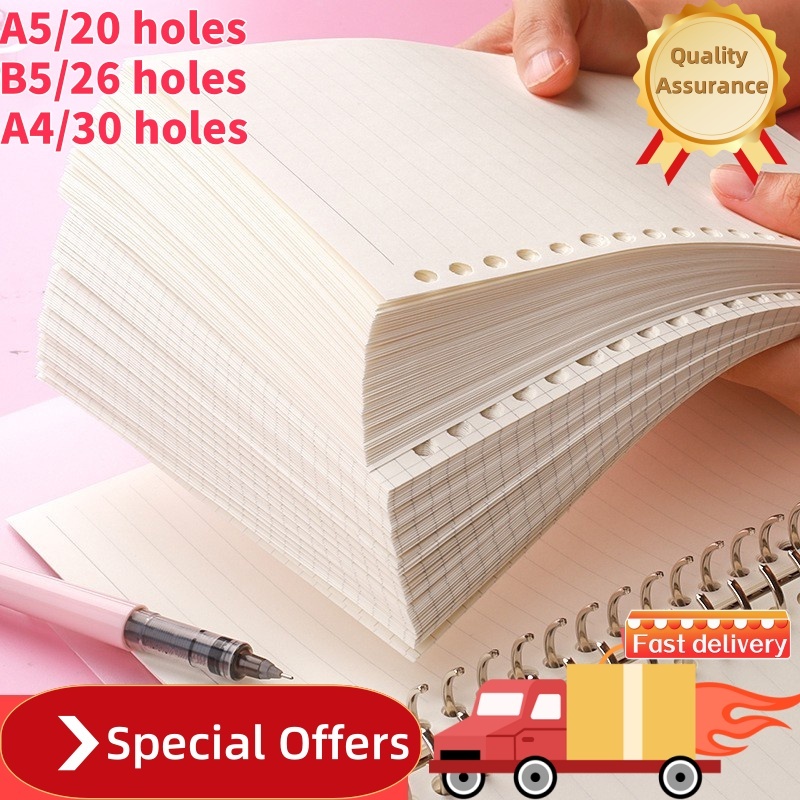 20/26/30 Holes Binder Notebook Refillable A5/B5/A4 Binder Refill 60 Sheets School Supplies ...