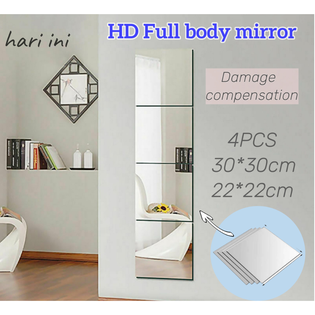 HD full body mirror Wall Mounted Self Adhesive Mirror Mounted glass ...