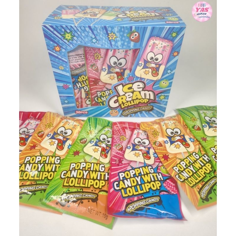 30pcs ICE CREAM LOLLIPOP PLUS POPPING CANDY/ loot bag fillers / paninda ...