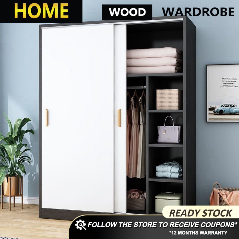 HOME FACTOR Wardrobe 80/100/120/140CM home bedroom sliding door ...