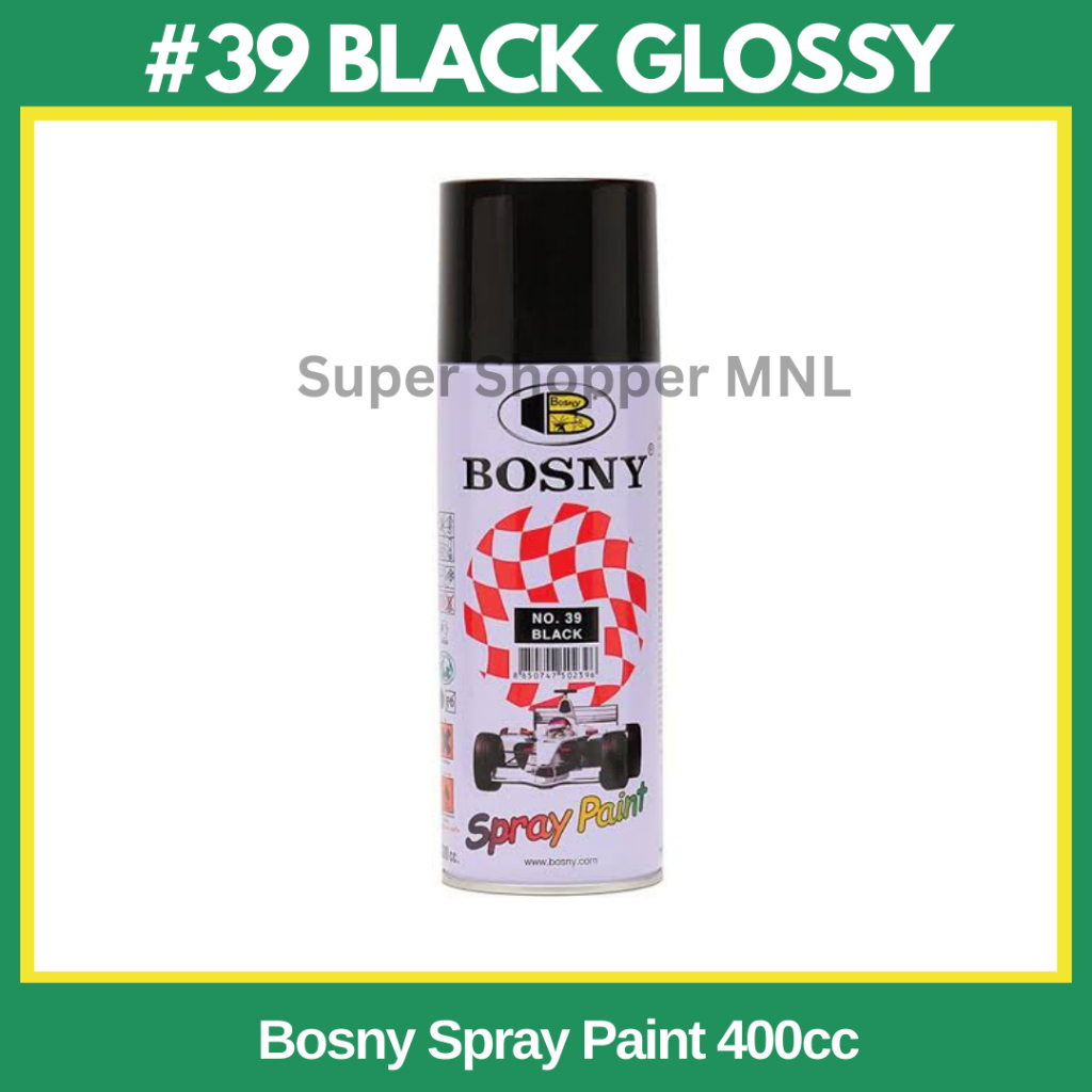 #39 Black - Glossy - Bosny Spray Paint 400cc | Shopee Philippines