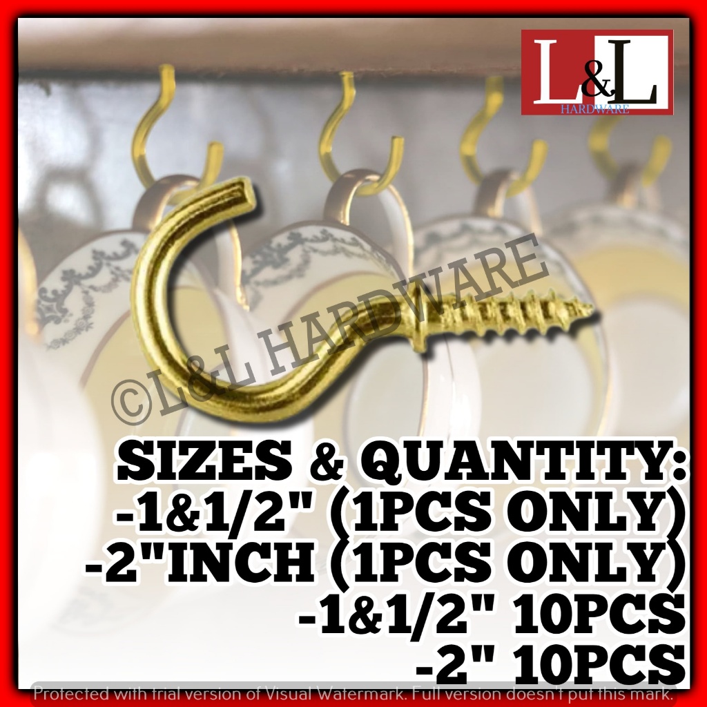 4033 GOLD Shouldered Cup Hooks Ceiling Hooks (PER PIECES) | Shopee ...