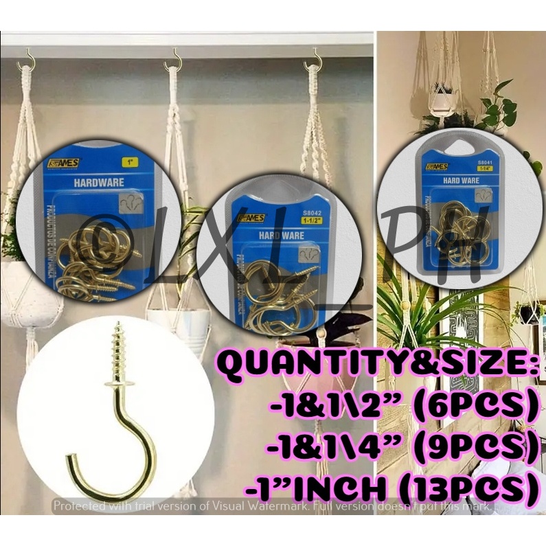 GOLD Shouldered Cup Hooks Ceiling Hooks (PER PACK) | Shopee Philippines