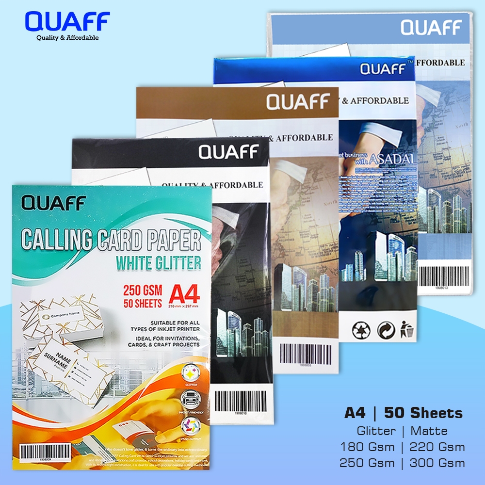 QUAFF Calling Card Paper Matte 220GSM / 250GSM A4 size (50sheets per ...