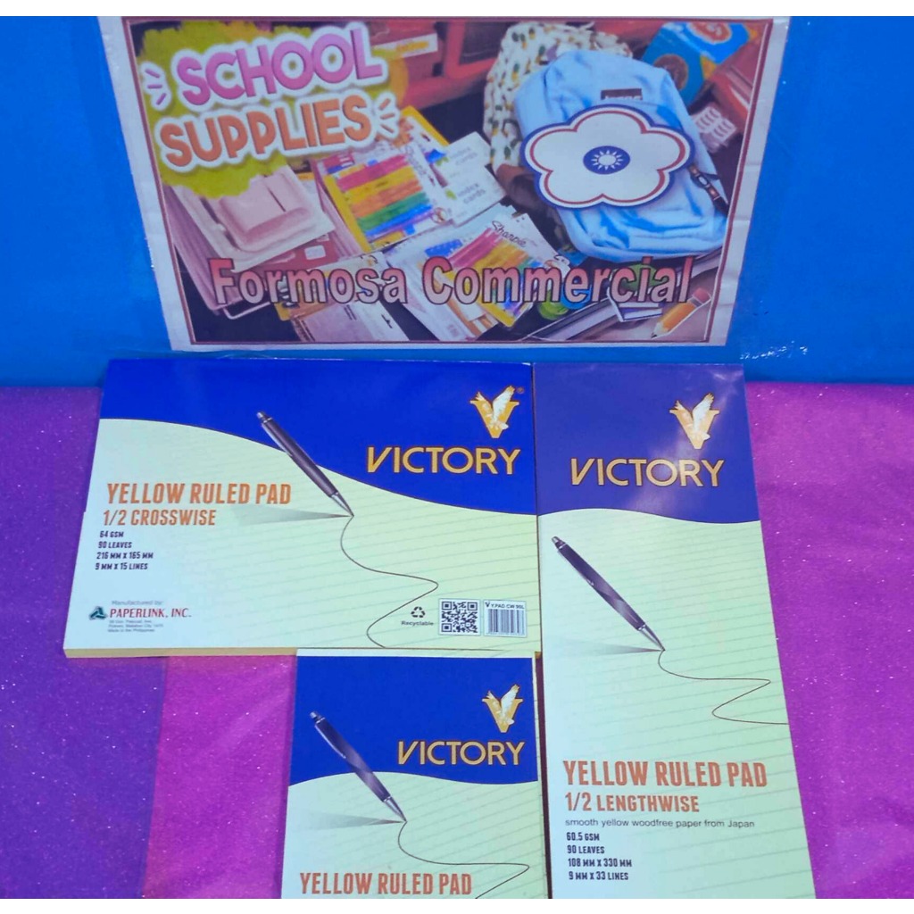 Victory Yellow Ruled Pad 1/4, 1/2 Crosswise/Lengthwise | Shopee Philippines