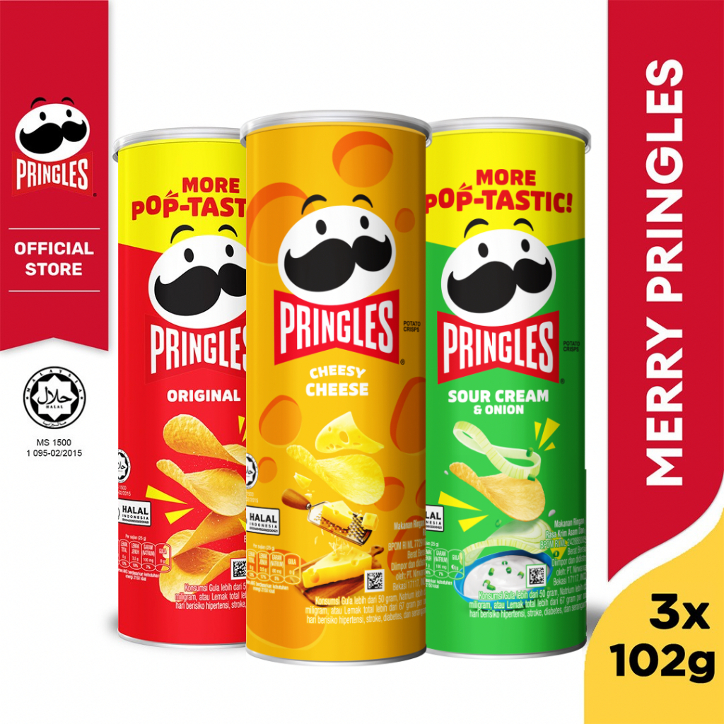 Pringles Merry 102g Bundle (Original, Cheesy Cheese, Sour Cream & Onion ...