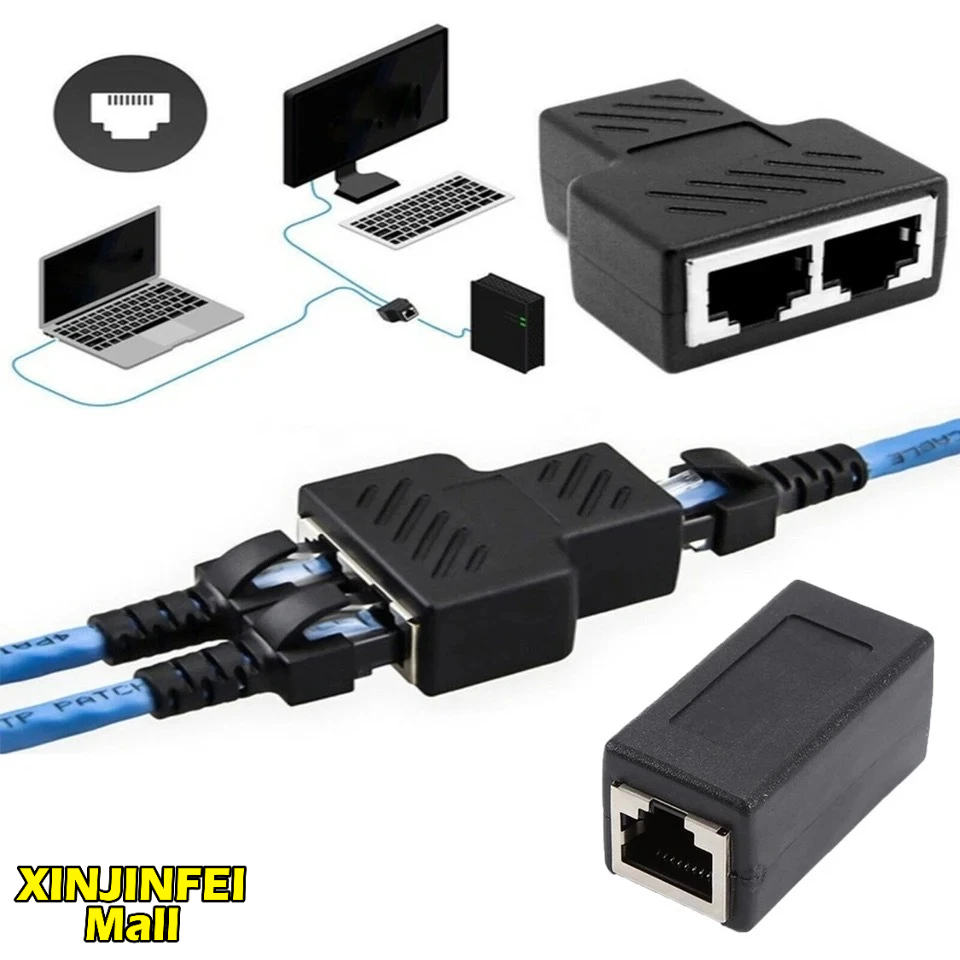 RJ45 1 To 1/2 LAN Ethernet Network Cable Female Splitter Adapter ...