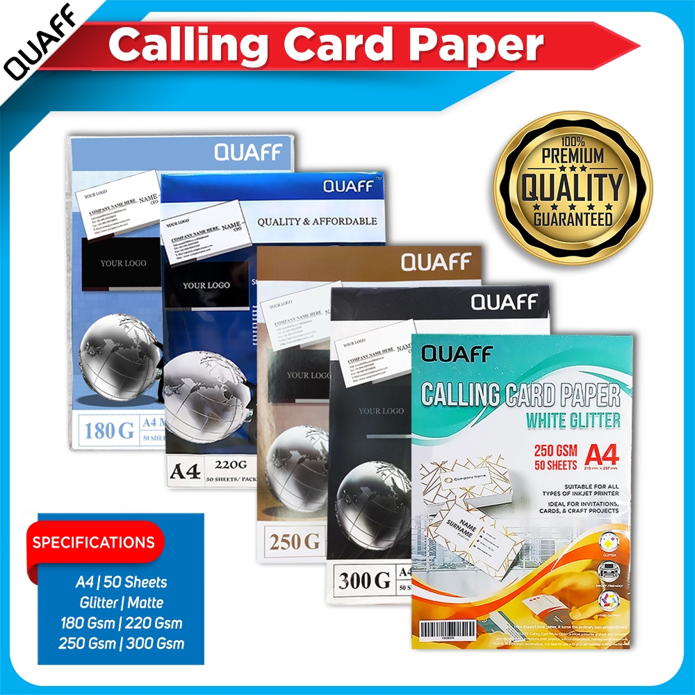QUAFF Calling Card Paper Matte 220GSM / 250GSM A4 size (50sheets per ...