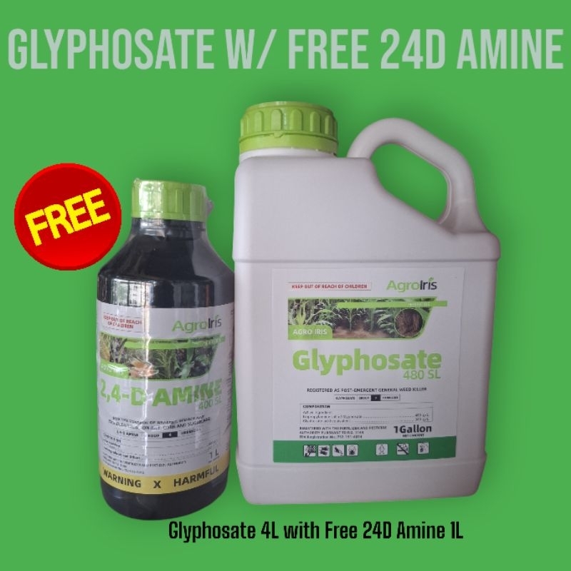Glyphosate 4 Liters Free 24D Amine 1 Liter by Agro Iris | Shopee ...