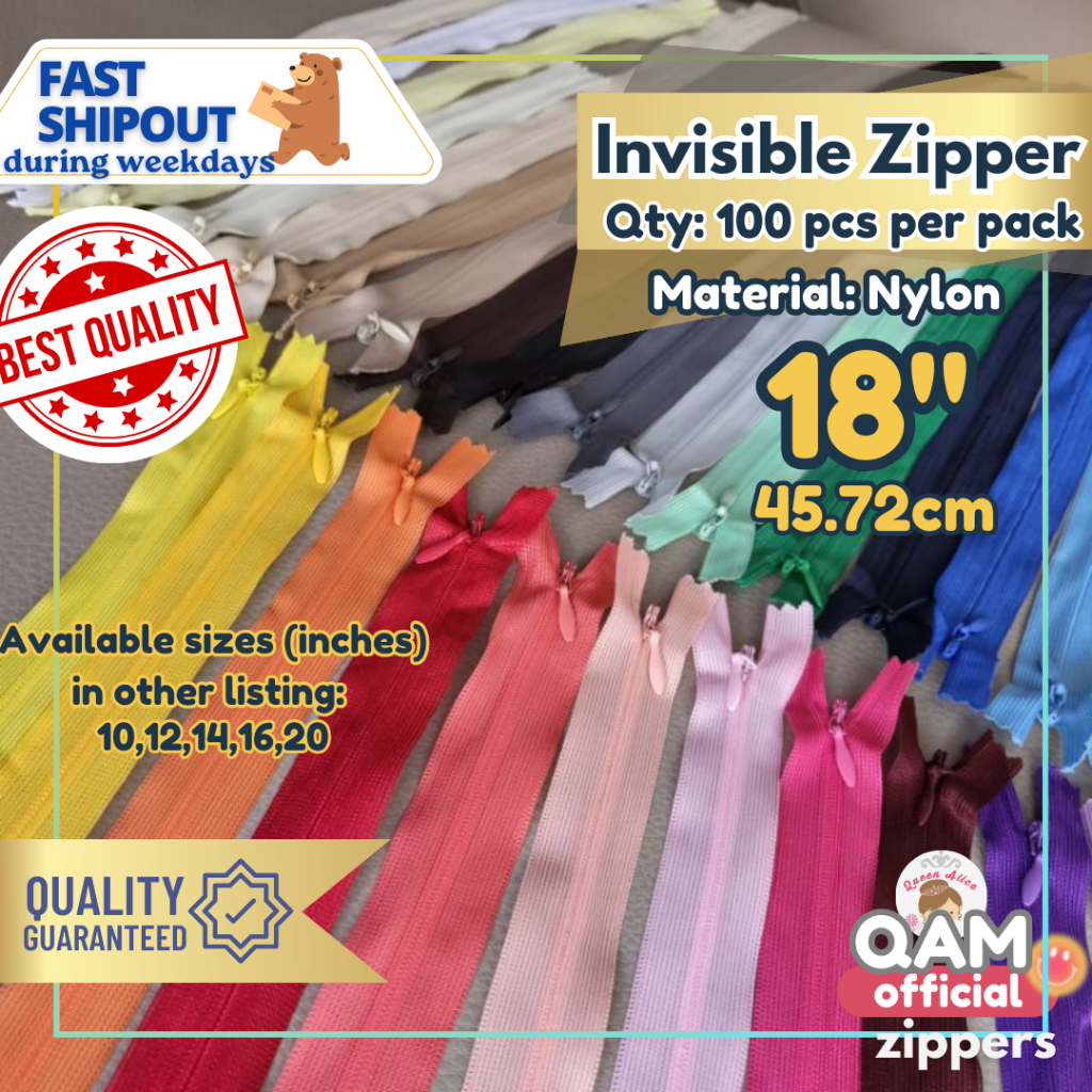 Magic/Invisible Zipper 18 inches sold by pack (100 pcs)(other sizes ...