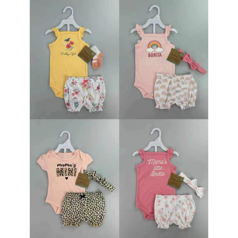 DreamGro 3pc Set Bodysuit, Pants and Headband for Baby Girls 0-12m ...