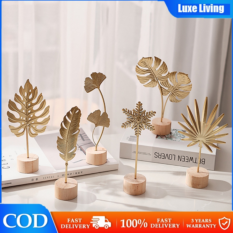 【Luxe】Gold Leaf Creative Ornaments Metal Ornaments Innovative Home Living Room Table Decoration ...
