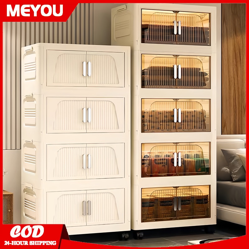 MEYOU Foldable Cabinet for Clothes Durabox Plastic Drawer Dish Cabinet Storage Box With Silent ...
