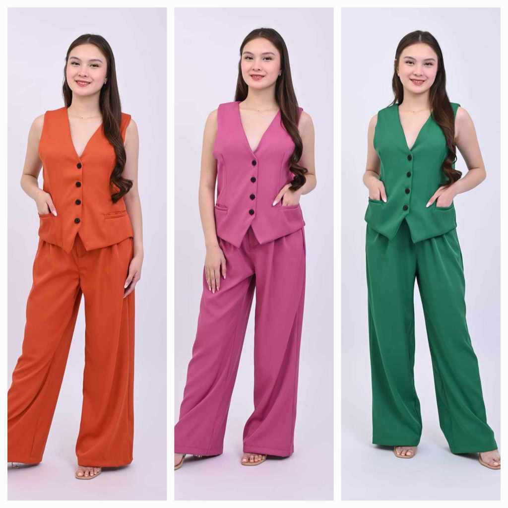 kim DIRECT SUPPLIER Trending Best Seller Vest and Wide Leg Pants Terno ...