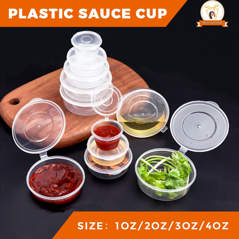 50pcs Condiment Plastic Sauce Cup With Lid Small Clear Food Containers ...