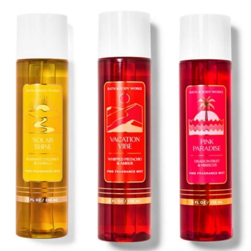 VACATION VIBE/PINK PARADISE,/SOLAR SHINE FRAGRANCE MIST BY BATHS AND ...