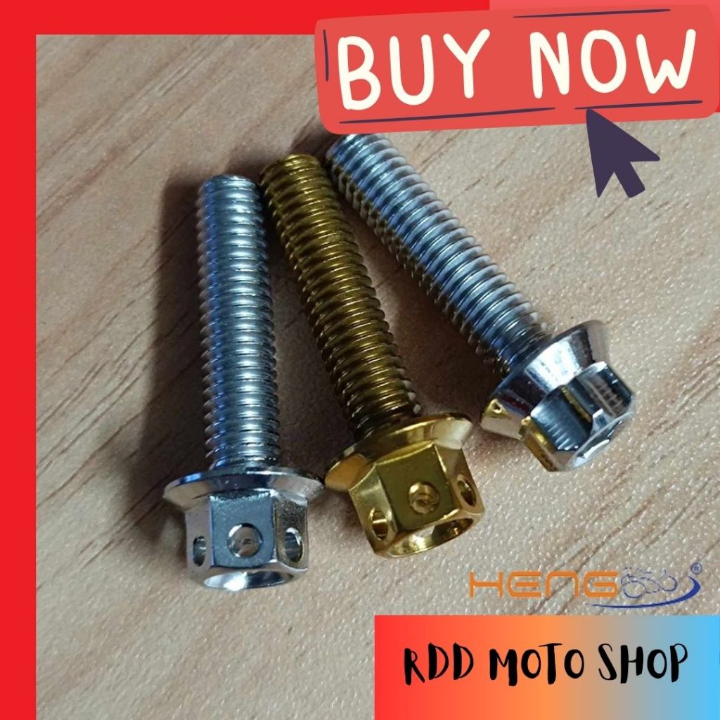 HENG STAINLESS BOLTS 6X25 MM GOLD / SILVER / HANDLE BAR CLAMP BOLT ...