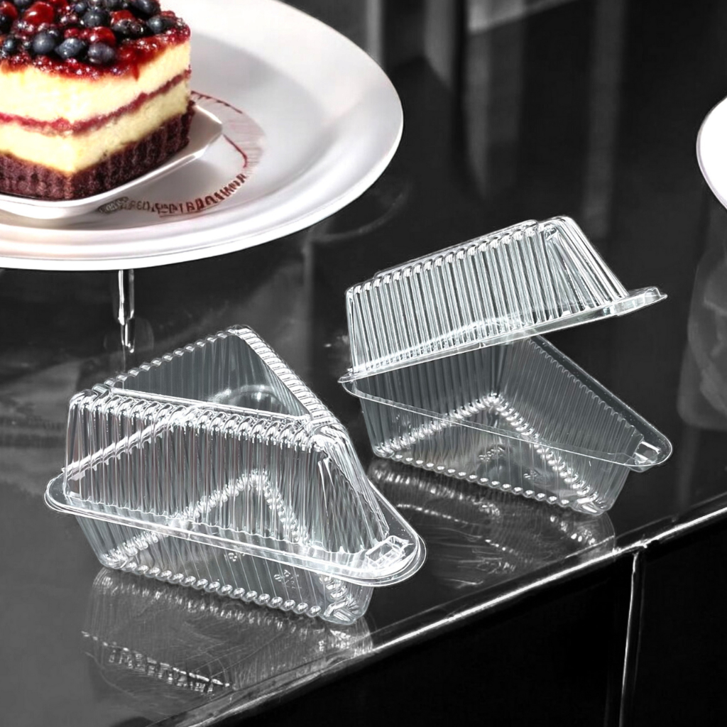 50pcs Single Slice Clamshell Box Clear Triangle Cake Box | Shopee ...