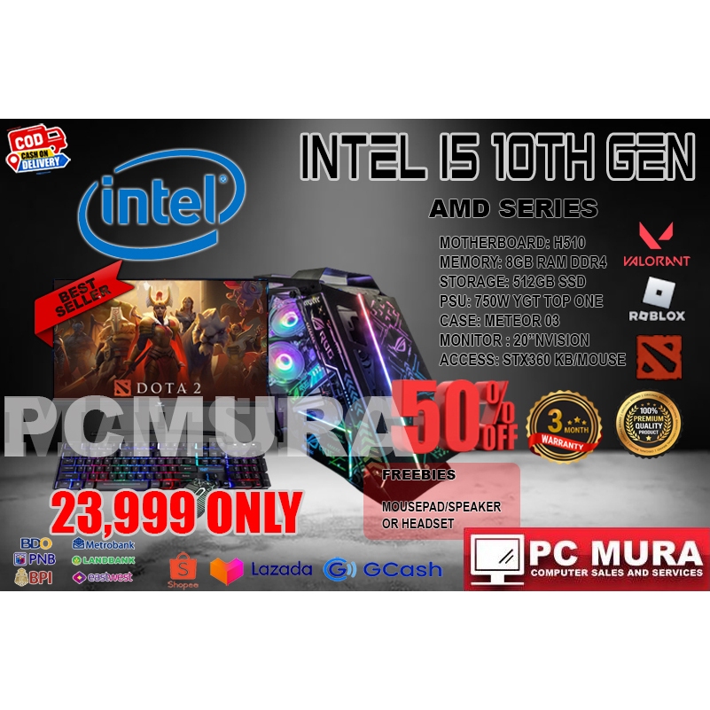 DESKTOP GAMING COPUTER SET I5 10TH GEN 16GB RAM 512GB SSD 20 INCHES ...