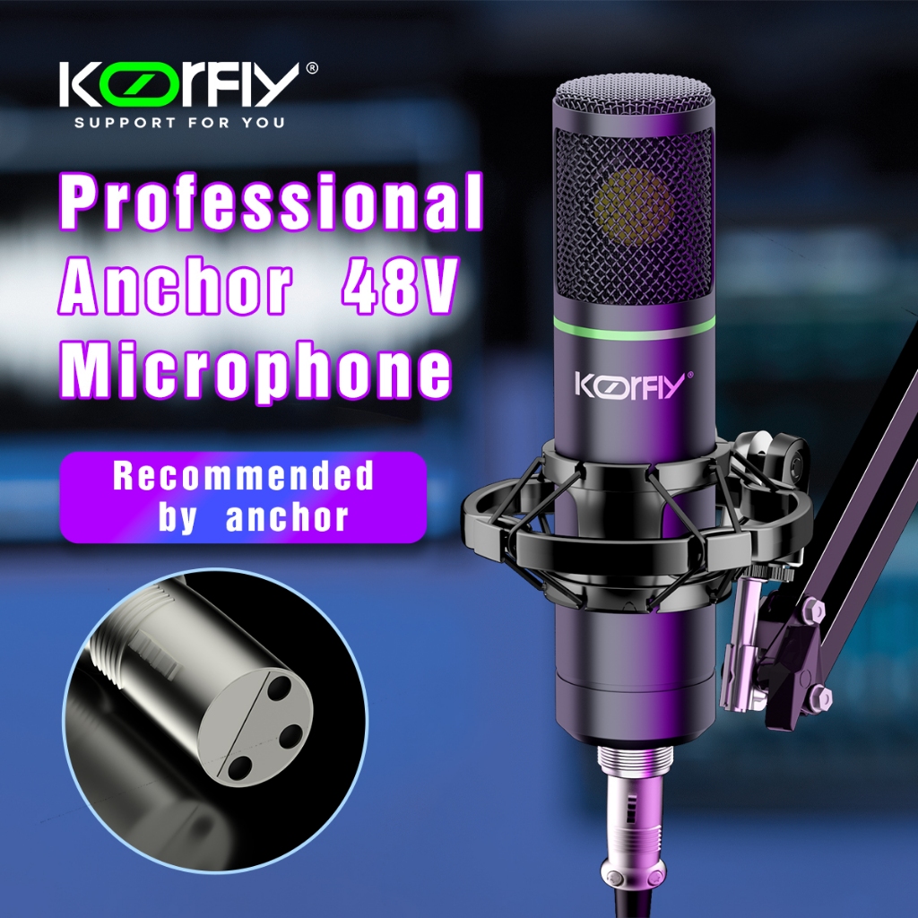 KOORFLY F22 PRO 48V Condenser Microphone Set With Large-Diaphragm 34 ...