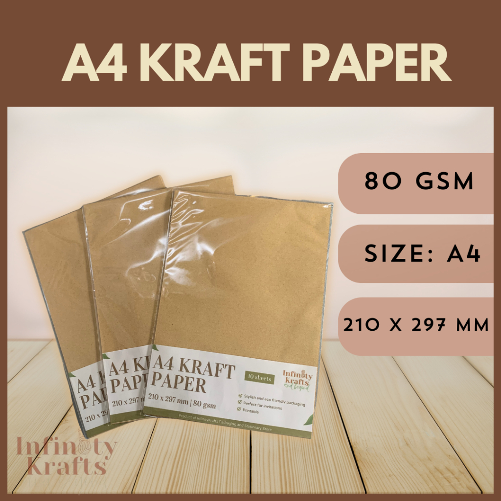 A4 Printable Kraft Paper | 10 Pieces 80 GSM Brown Art Paper for School ...