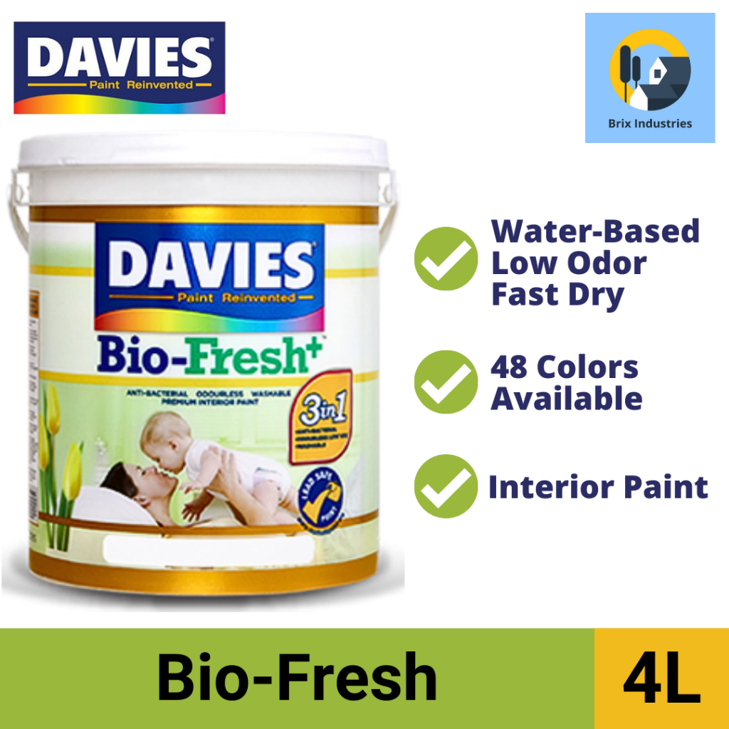 Davies Bio-Fresh Anti-Bacterial Odorless Water-Based Paint 4 Liters ...