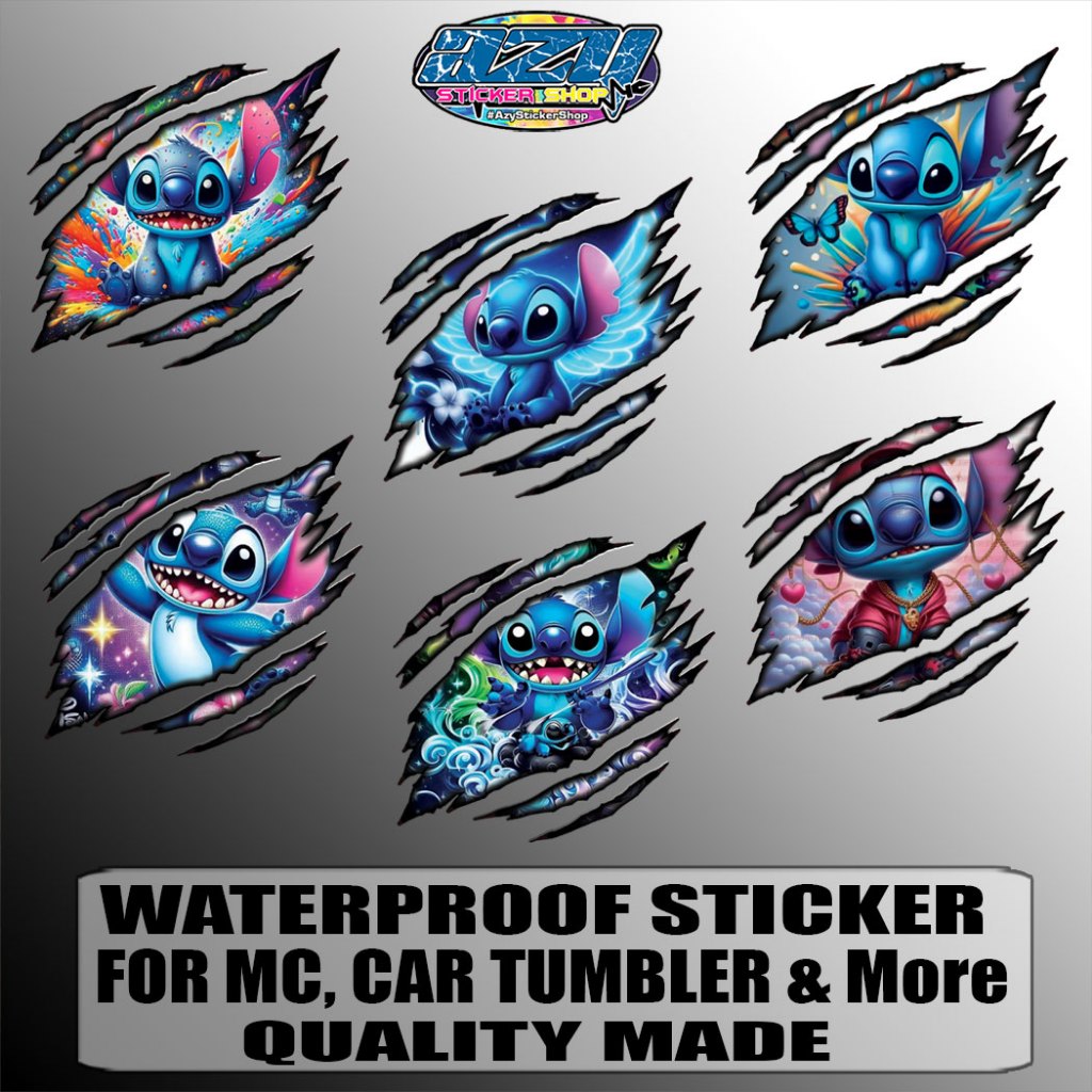 Stitch Scratch Design Sticker for Car, MC, Tumbler etc. Waterproof ...