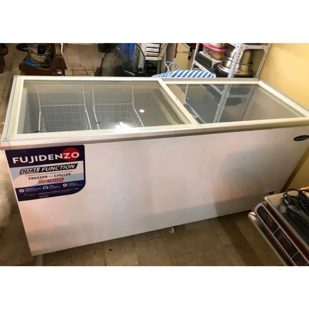 BRAND NEW FUJIDENZO 22 Cu.ft Sliding Glass Top Chest Freezer | Shopee ...