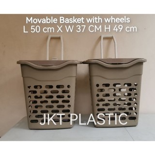 UNIGLOBAL Movable Laundry Basket with wheels and Cover# 1999 | Shopee ...