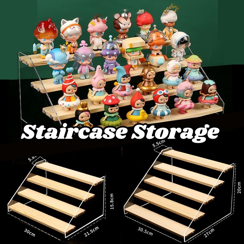 3/4/5layer Ladder Acrylic Display Rack Wooden Toy Doll Action Figures ...