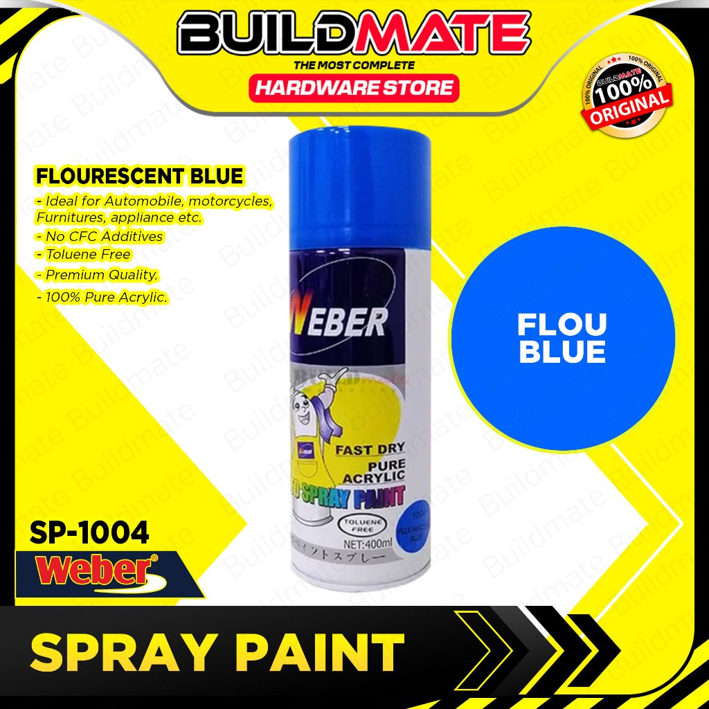 BUILDMATE Weber 400ML Auto Spray Paint FLUORESCENT BLUE SP-1004 PURE ...