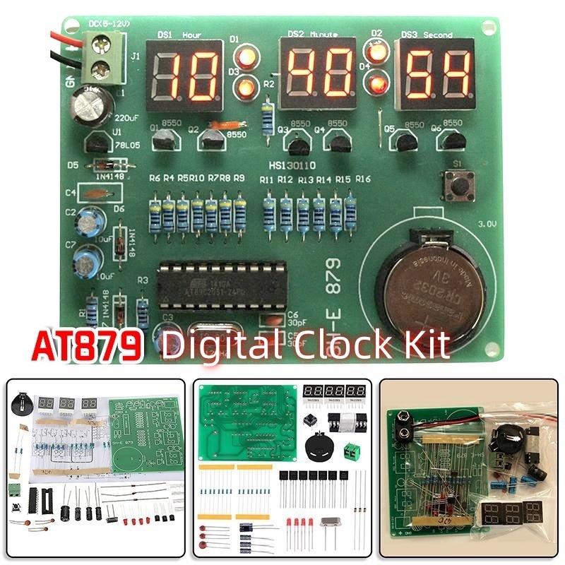 6 Bits Digital Clock Kits AT89C2051 Electronic Clock Production Suite ...