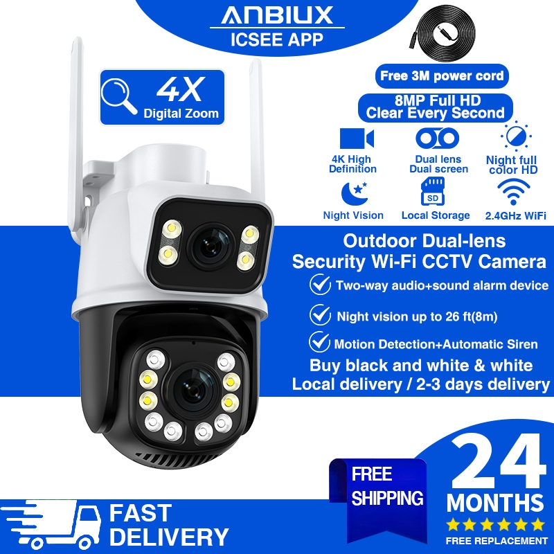 ANBIUX Dual-Lens CCTV Camera Wireless Outdoor 8MP 4K IP Camera CCTV No ...