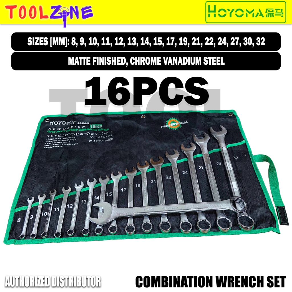 TOOLZONE - Hoyoma Japan 16pcs Combination Wrench Set 8-32mm Spanner Set ...
