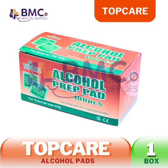 Alcohol Pads Prep Pad 100pcs Topcare Saturated with 70% Isopropyl Alcohol | Shopee Philippines