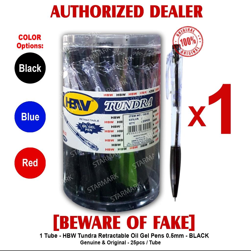 HBW Tundra Ballpens BLACK BLUE RED Retractable Oil Gel Pen Pens 25pcs ...
