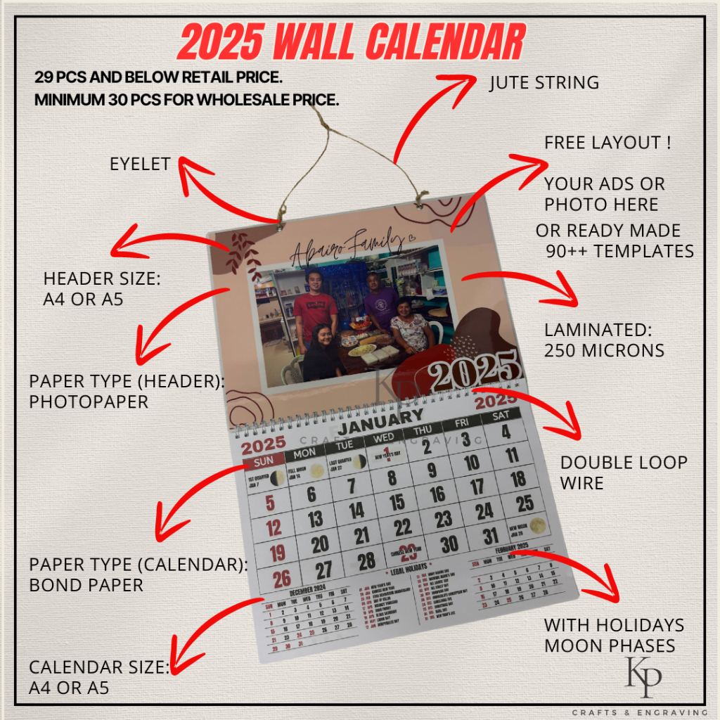 2025 WALL CALENDAR - A4 SIZE & A3 SIZE - LAMINATED HEADER - PART 3 ...