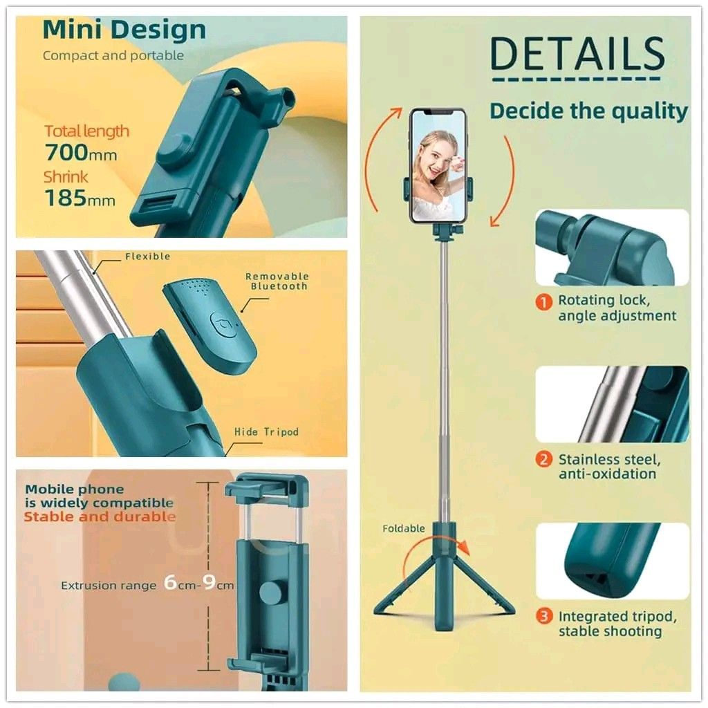 4 in 1 Multifunctional Selfie Stick 360° rotation with LED light ...