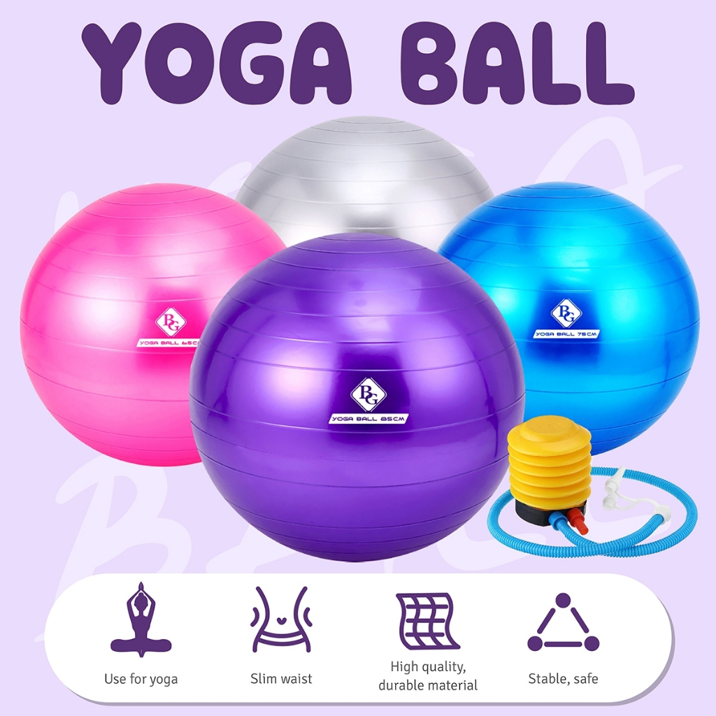 BG SPORT Glossy Yoga Ball For All Age PVC Quality Highly Flexible And ...