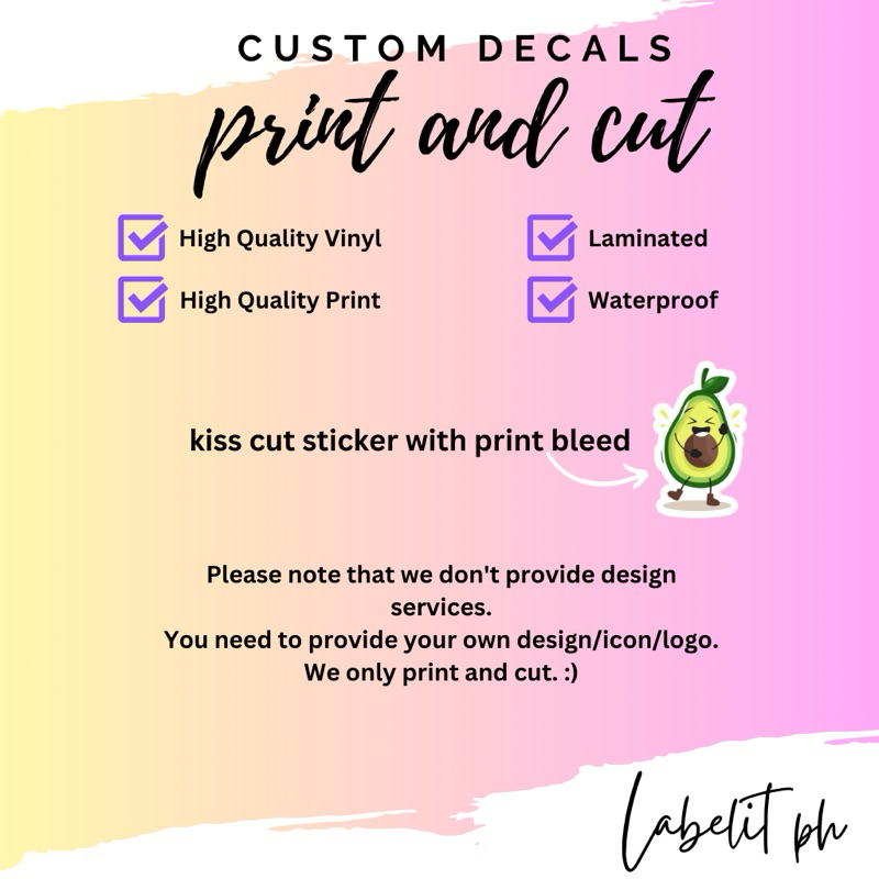 custom decal print and cut | personalize sticker decal | vinyl sticker ...