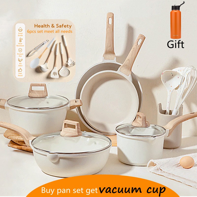 GAOBOOS 4-10pcs Non Stick Cookware Set Frying Pan Kitchen Wok Pot ...