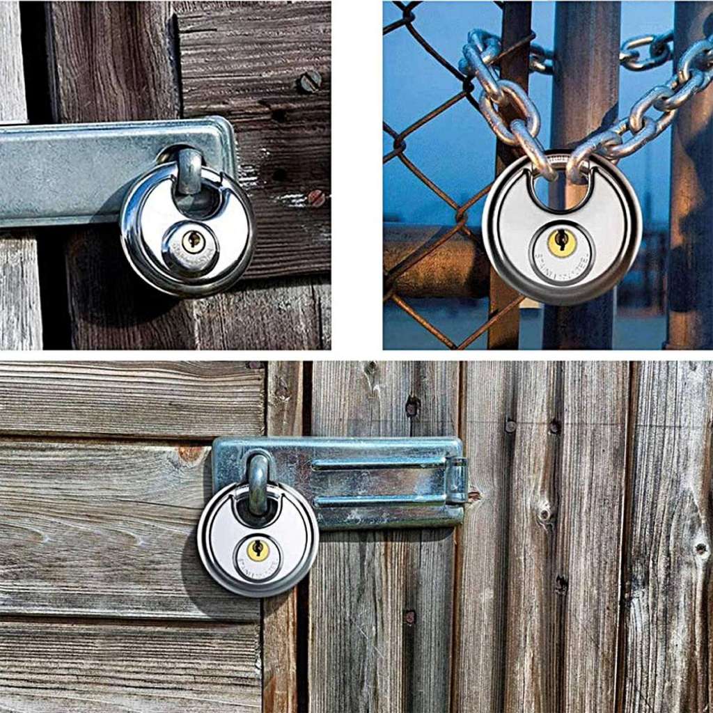 60/70mm Disc Padlock with Stainless Steel AntiTheft Large Round Disc ...
