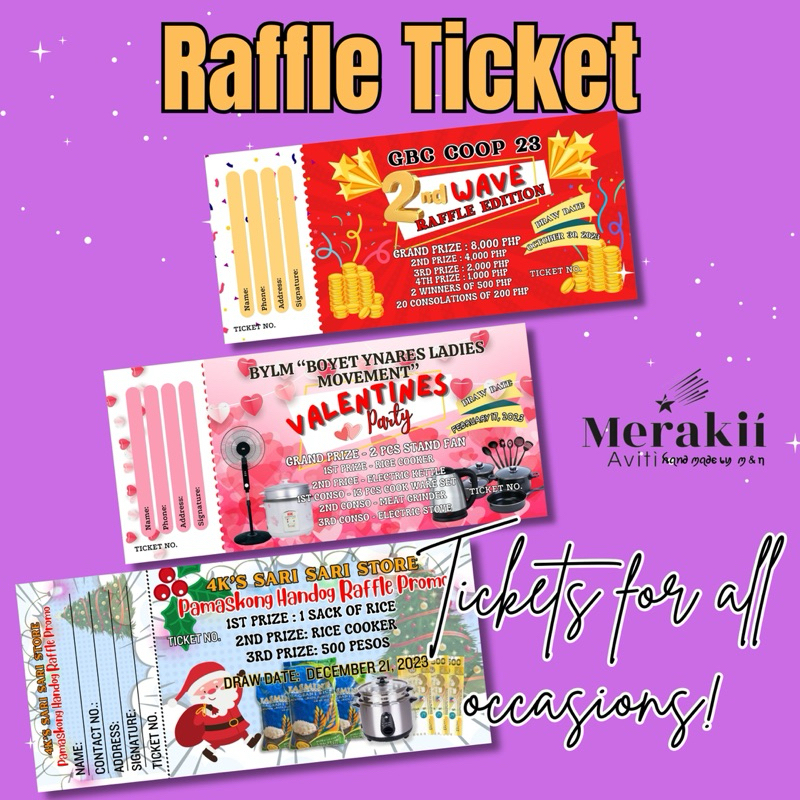 RAFFLE TICKET Customized 30 PADS | Shopee Philippines