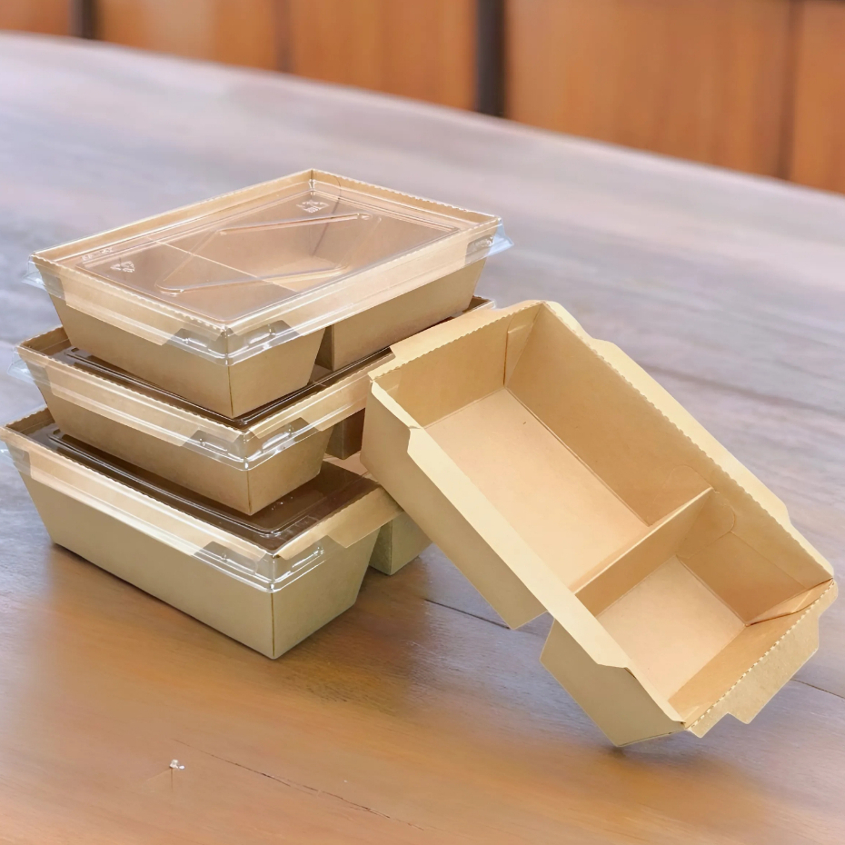 [10pcs] Disposable Takeout Meal Box with Division Clear Transparent Lid ...