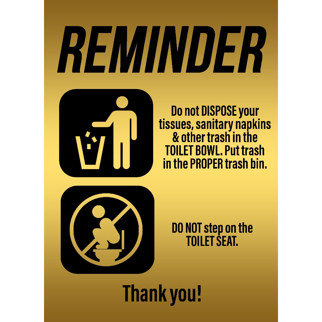 CR SIGN Comfort Room Restroom Reminders Keep The Toilet Clean Flush ...