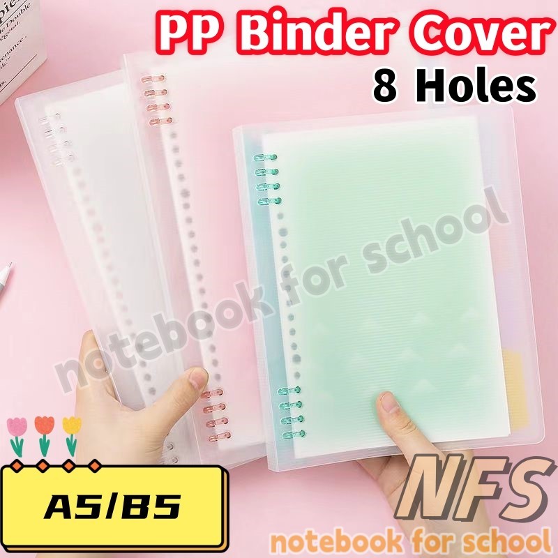 NFS A5/B5 8 Holes PP Binder Cover Loose Leaf Notebook Refill Student ...