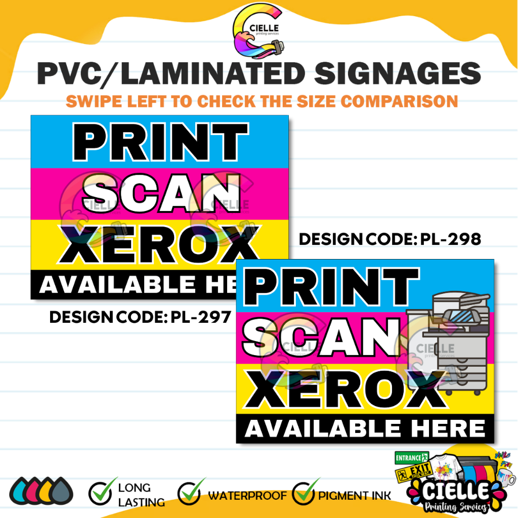PVC/LAMINATED/STICKER SIGNAGES (PL-297&PL-298) - PRINT/SCAN/XEROX Available Here Business ...