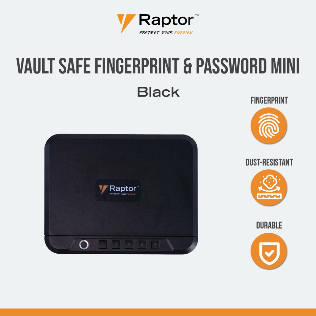 Raptor Case Vault Safe Fingerprint & Password Mini-Box with bluetooth ...