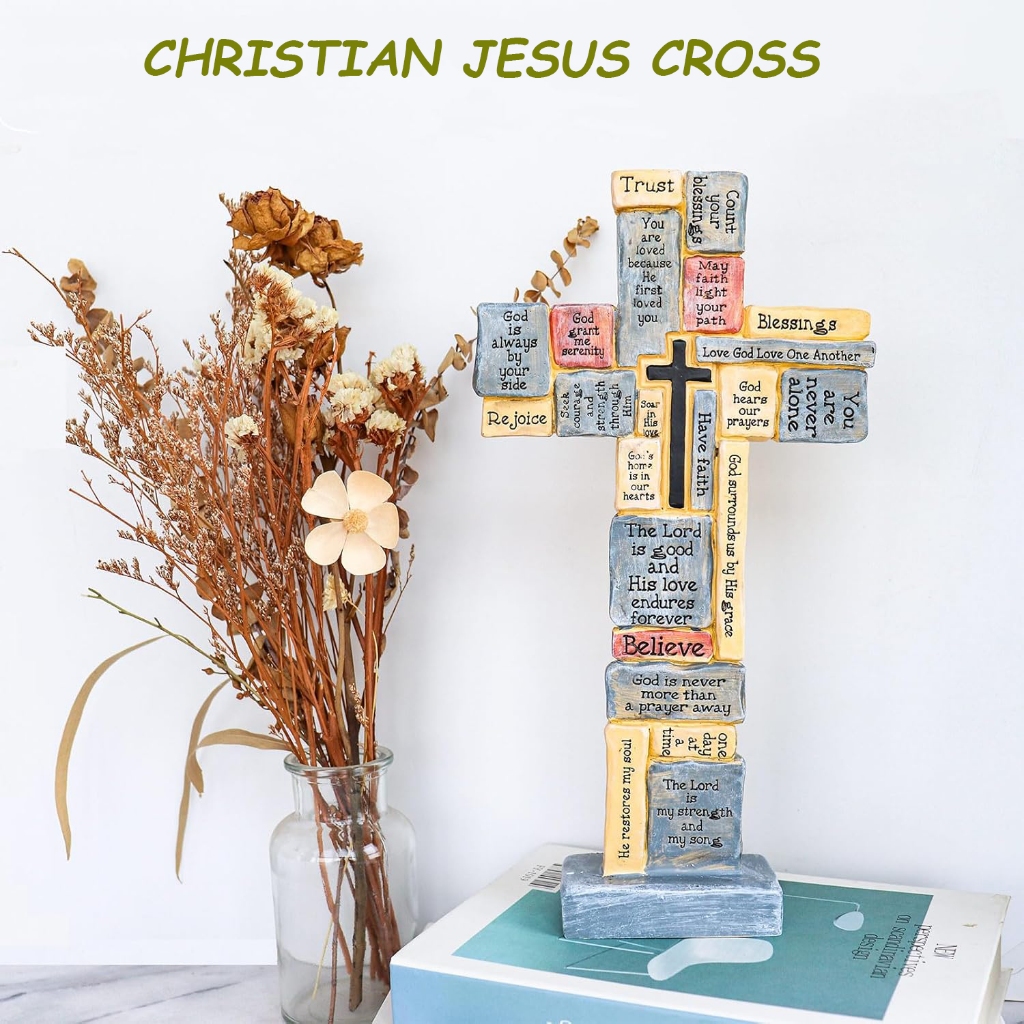 Jesus Scriptures Cross Christian Jesus Crosses Prayer Figurines Shelf ...