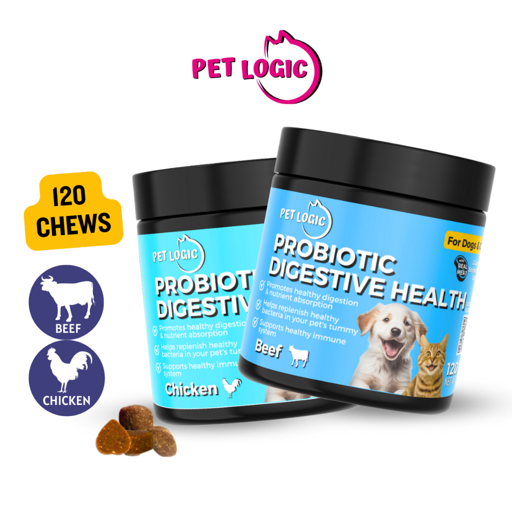 Pet Logic Probiotic Digestive Health Dog & Cat Treats Supplement 240g ...